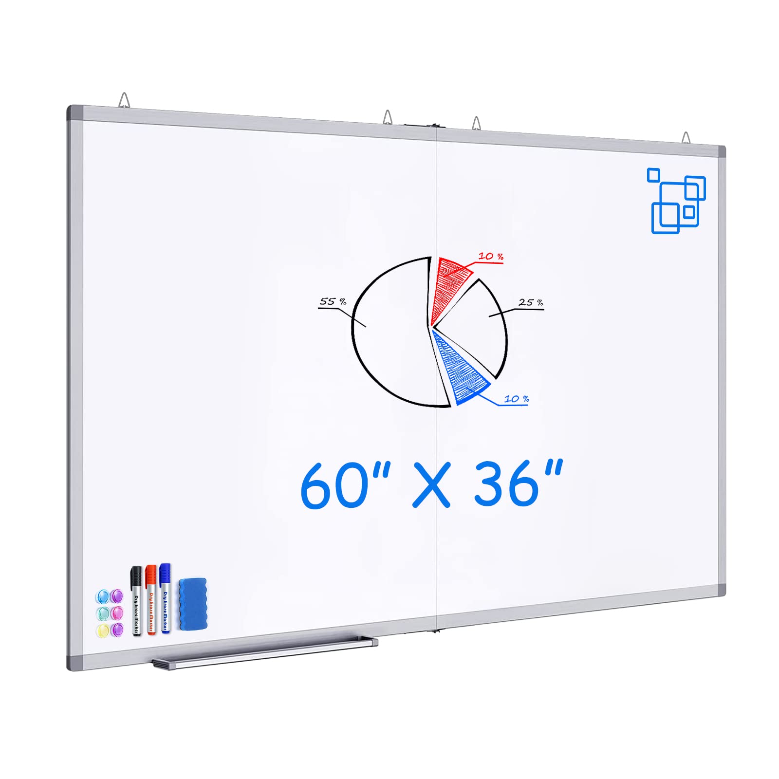 White Board Dry Erase 60 x 36?maxtek Large Magnetic Whiteboard 5' X 3 ...
