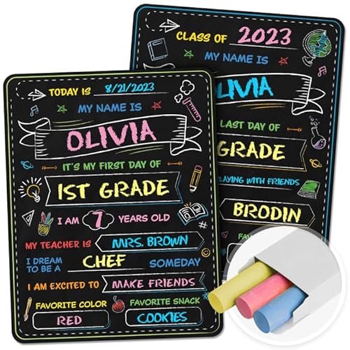First Day of School Board Sign - 14” X 11” Double-Sided - My First ...