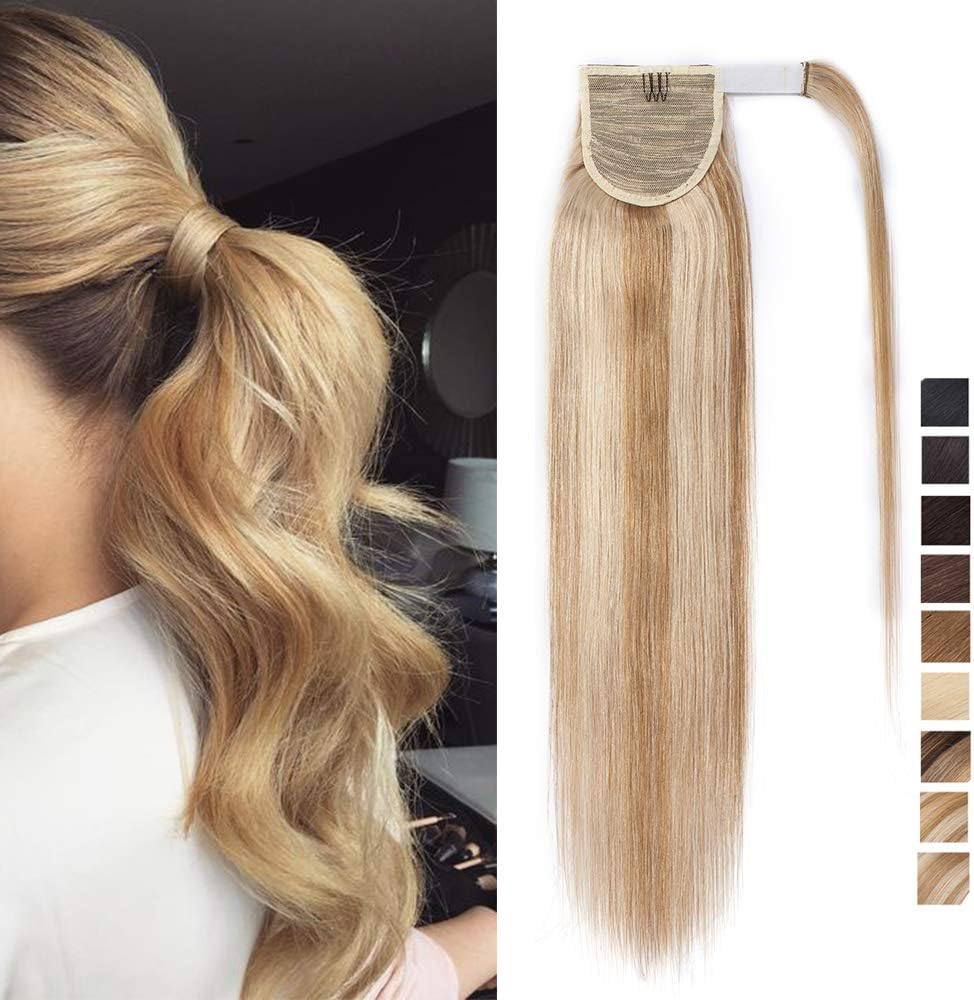 16 inch Wrap Around Ponytail Extension Human Hair 100% Real Remy One ...