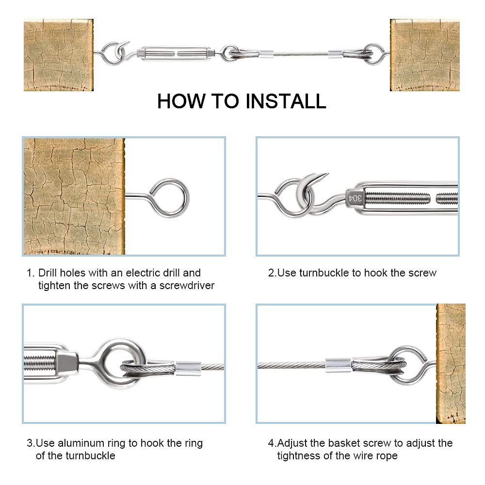 PVC Coated Wire Rope Clips Heavy Duty 304 Stainless Steel Cable Rope ...