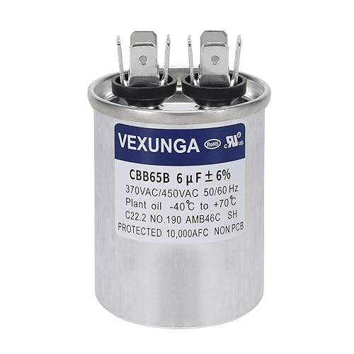 6uF 6 MFD 370VAC 440VAC 450VAC 50/60Hz CBB65B Round Run Start Capacitor for AC Unit Fan Motor ...