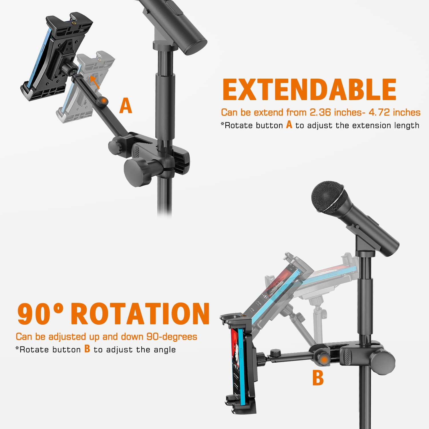 Mua Jubor Tablet Mic Stand Holder, Tablet Mount for Microphone Stand ...