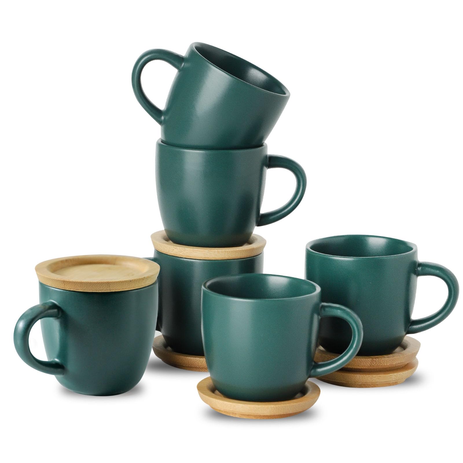 Hasense Stackable Porcelain Mini Espresso Cups and Saucers Set of 6, 4 ...