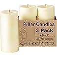 Amazon.com: Ashlux Ivory Pillar Candles, Set of 3 Wax,70 Hours Long ...