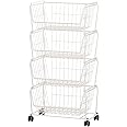 Amazon.com: PUSDON Stackable Metal Storage Carts, Dual Use Shelf for ...