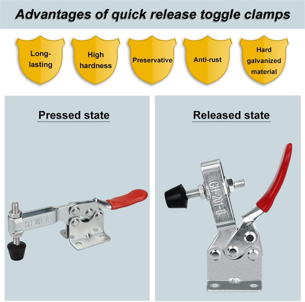 RMENOOR Pack of 4 Quick Release Galvanised Toggle Clamp 90 kg Heavy ...
