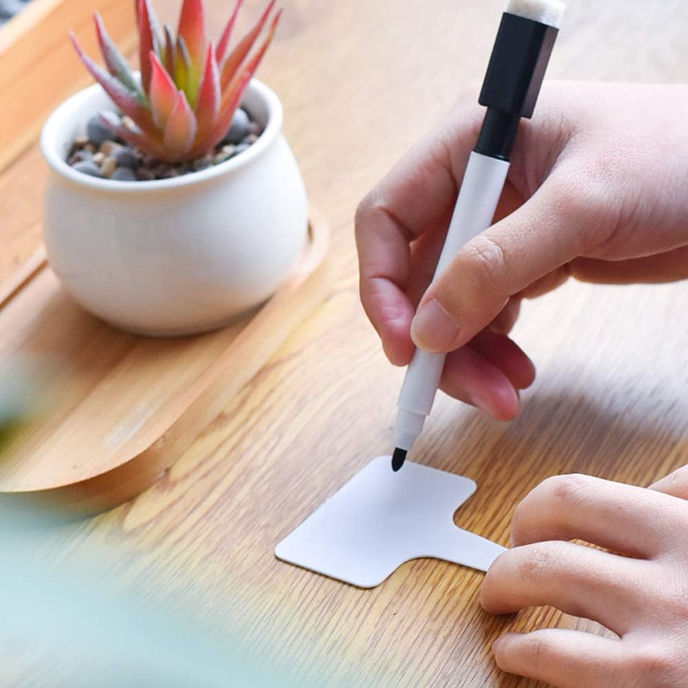 HAKACC Mini Plant Stakes, Pack of 100, Weatherproof Plant Signs with 1 ...