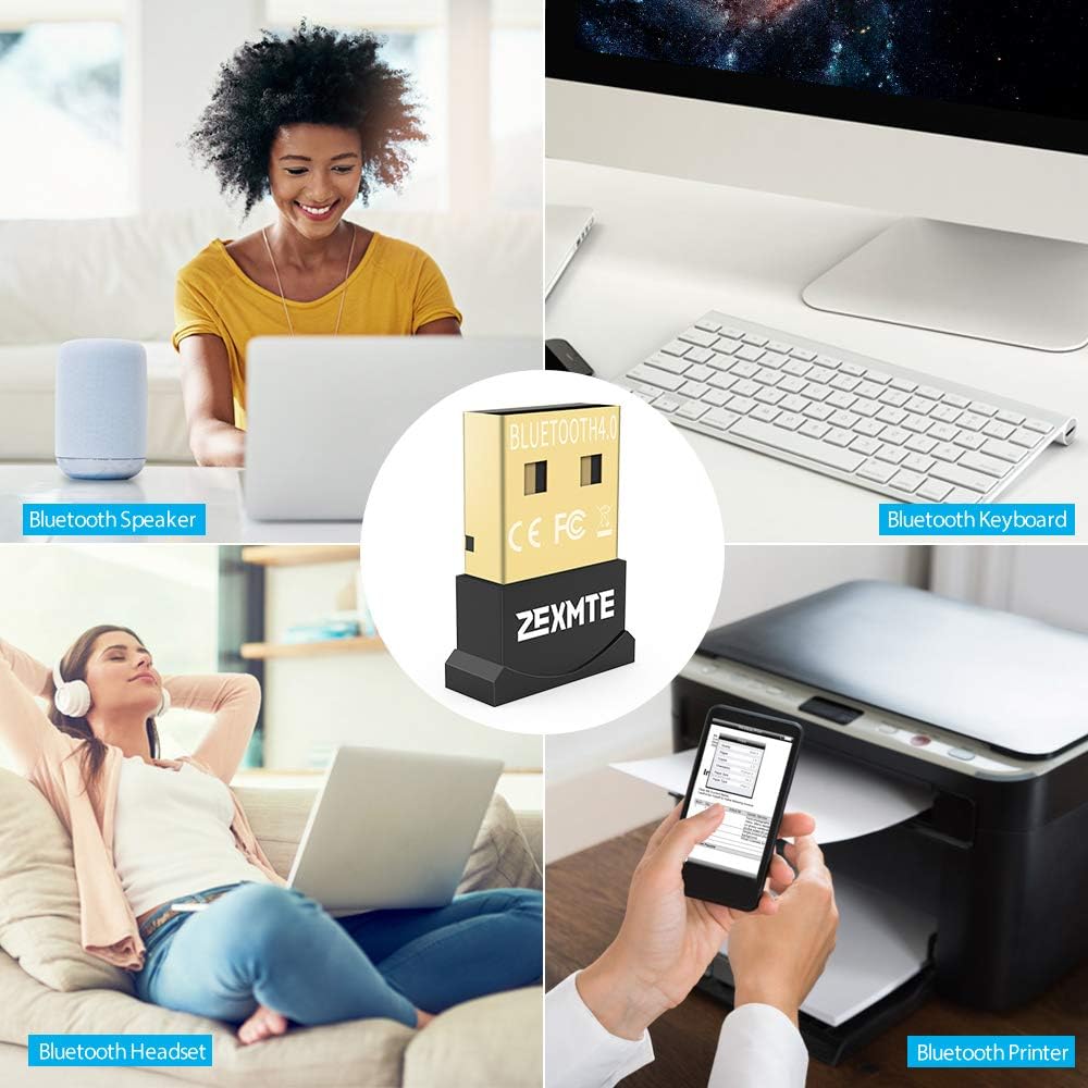 ZEXMTE Bluetooth Dongle Adapter, Bluetooth Adapter USB 5.1 CSR Wireless ...