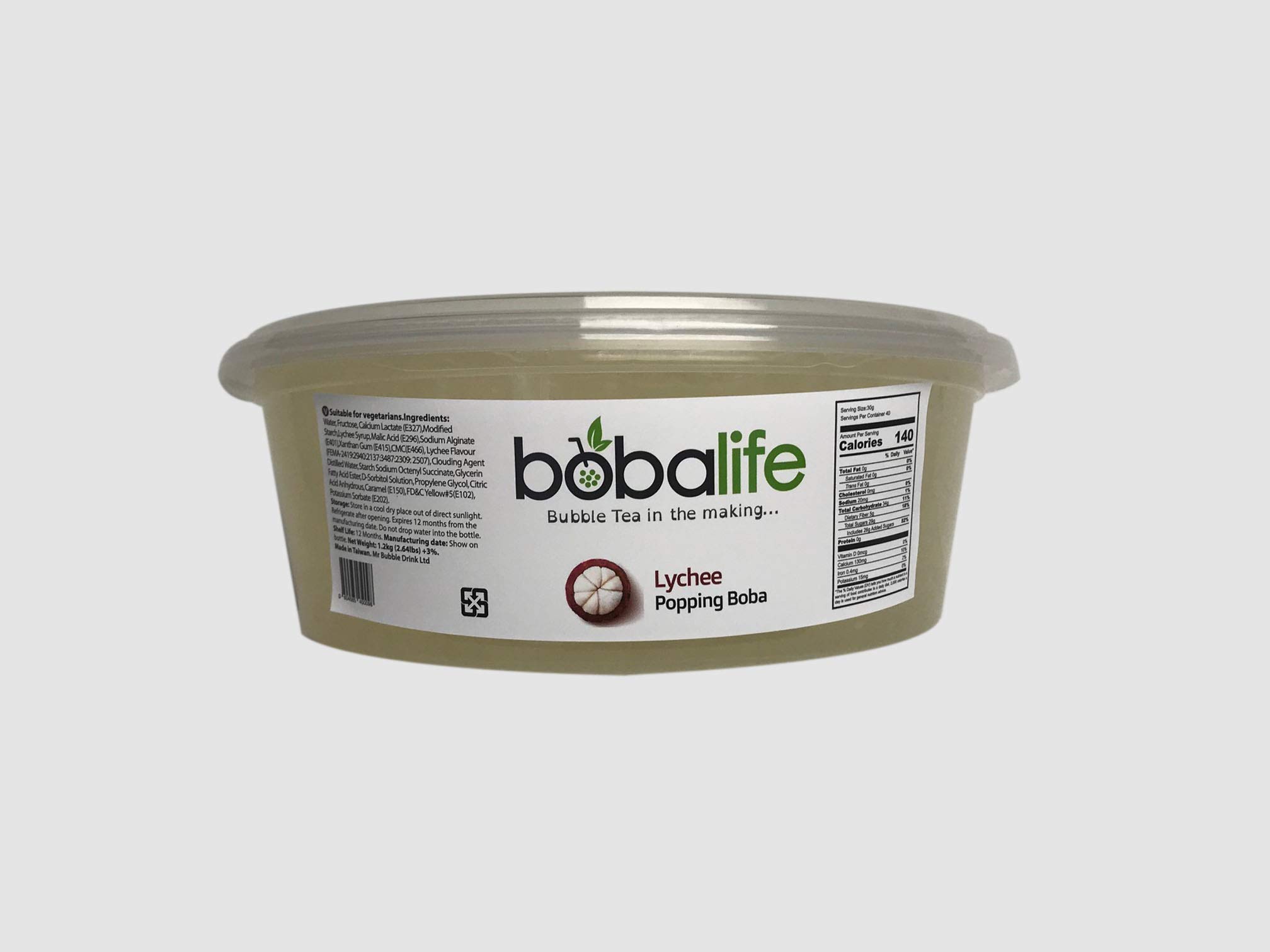 Buy Bobalife Lychee Flavoured Popping Boba 40 Servings (1.6kg), Fruit ...