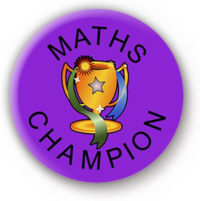 Maths Champion Badge (purple) - Reward - 1inch (25mm) School Button Pin ...