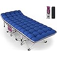 Amazon.com: ZENPETIO 28In Folding Camping Cot for Adult, Portable Sleeping Cots with Mattress ...