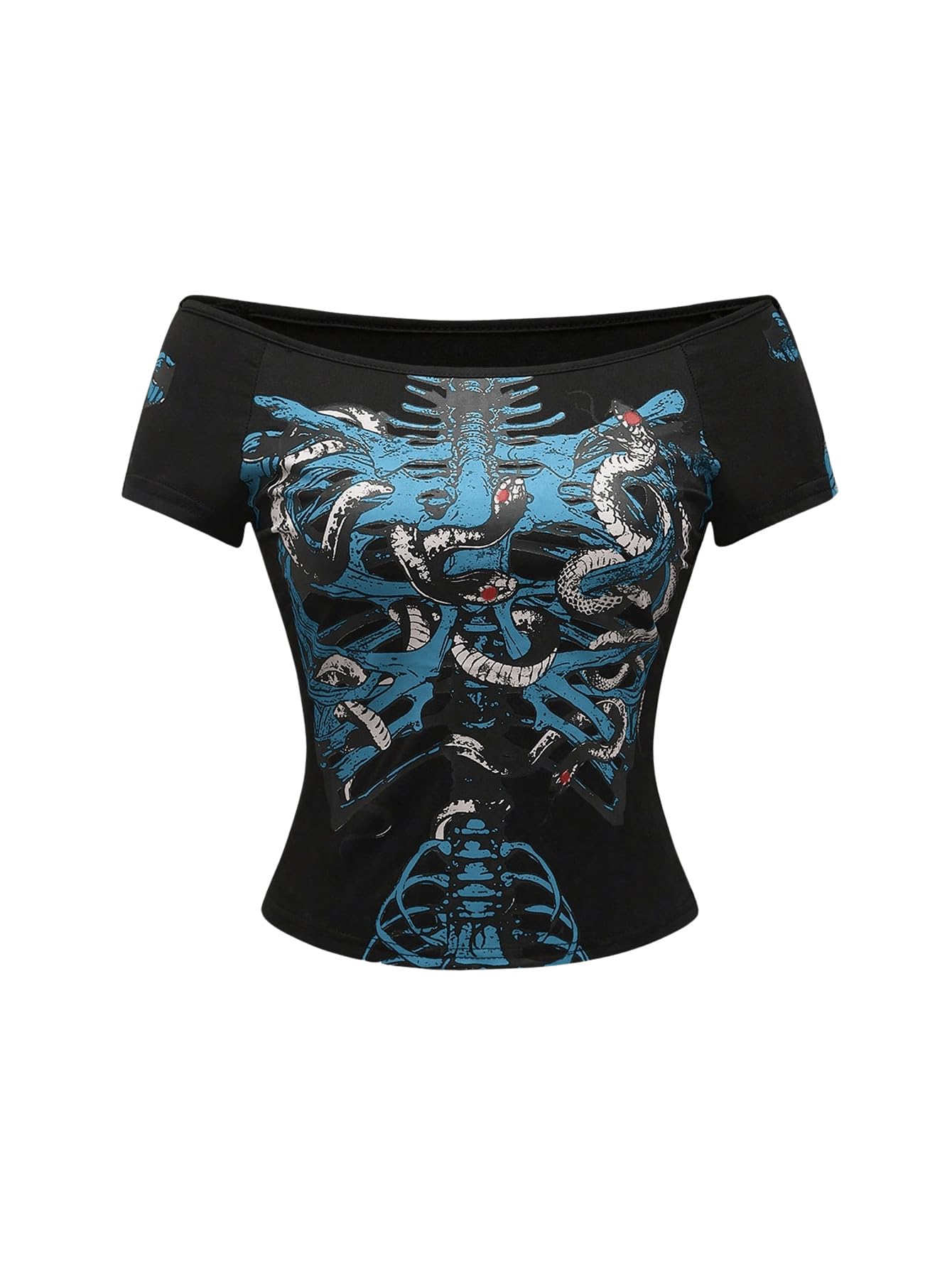 SOLY HUX Women's Goth T Shirts Emo Off The Shoulder Y2K Grunge Graphic ...