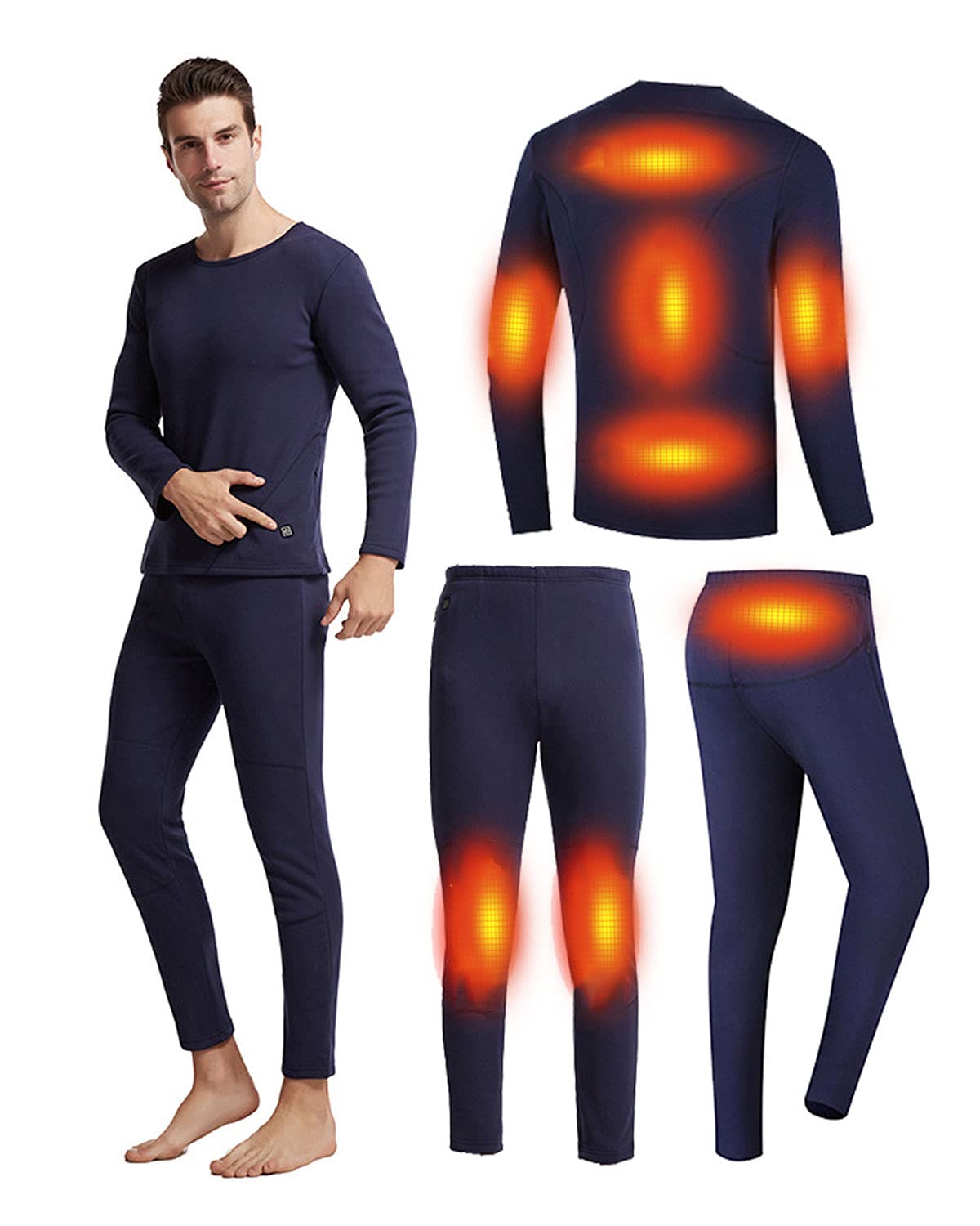 Windpost Mens Electric Heated Thermal Underwear Set Men's Travel Heated ...