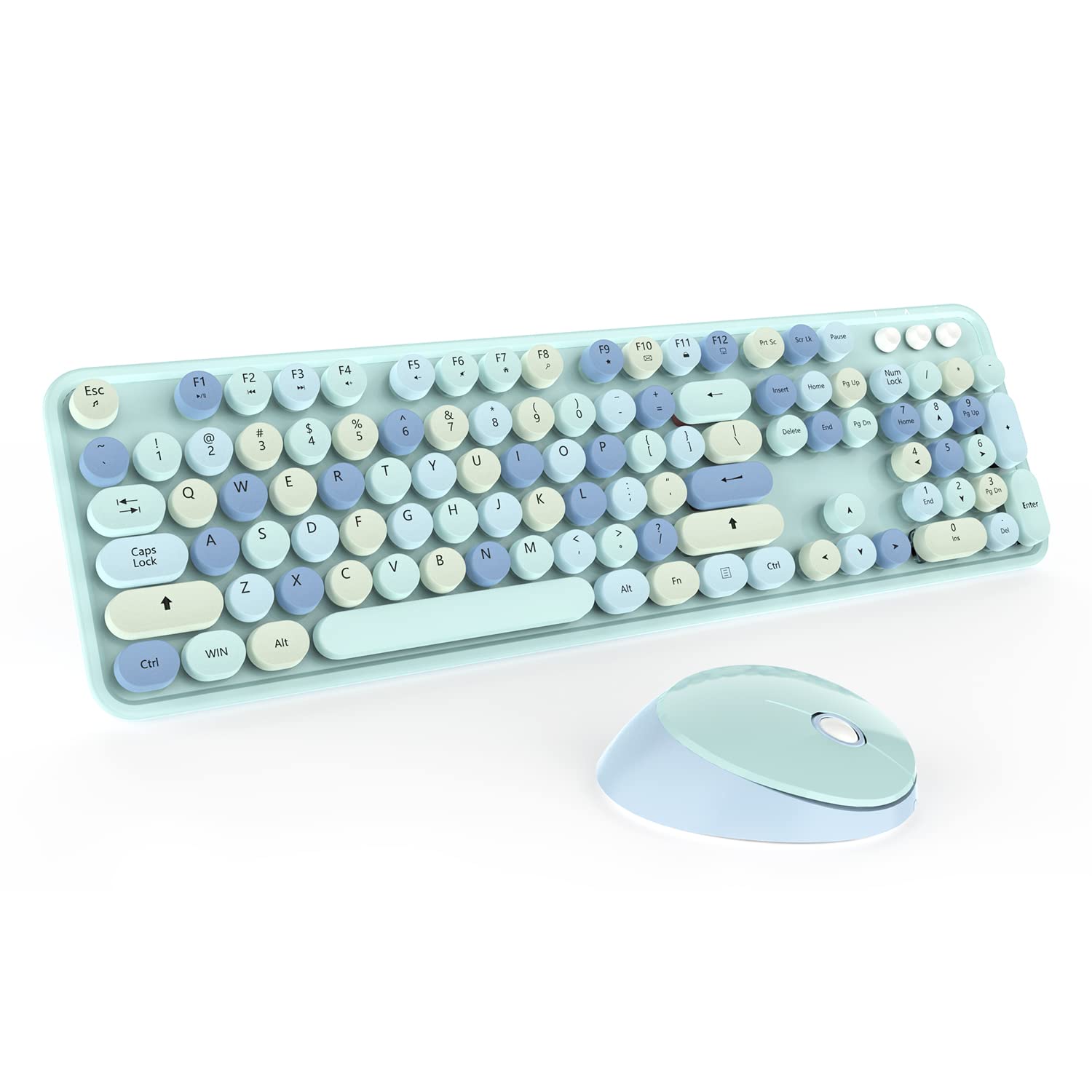 Mua Wireless Keyboard And Mice Combo Retro Round Keys Full Sized Cute Keyboard 2 4ghz Dropout