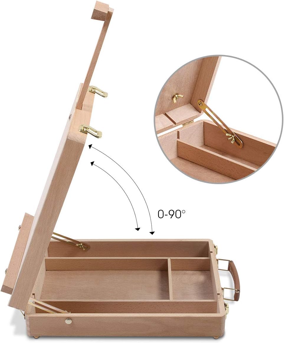 COSTWAY Premium Box Easel, Wooden Table Sketching Box with Adjustable ...