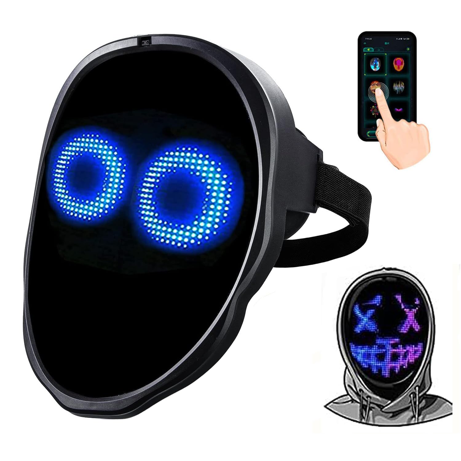 Funle Led Mask with App Controlled,Programmable LED Halloween Mask ...
