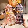 Amazon.com: Large Kawaii Clear Gallon Water Bottle with Time Marker and Straw 70oz Kawaii Water ...