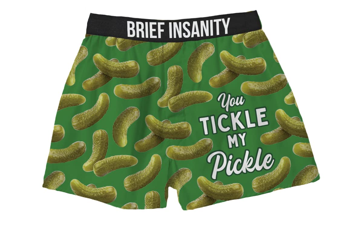 BRIEF INSANITY Comfortable Loose Fit Boxer Shorts | Funny Pickle Theme ...