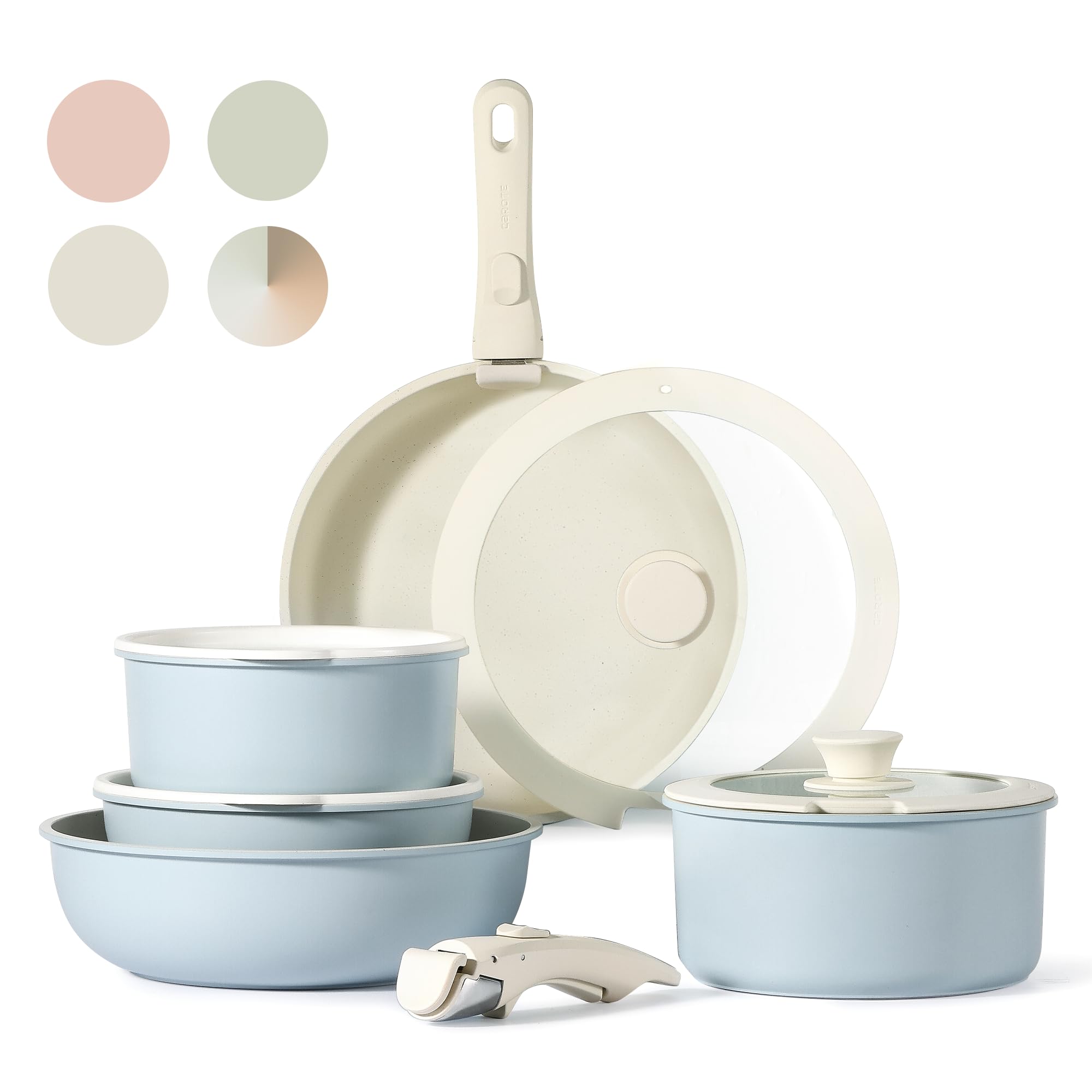 CAROTE Pots and Pans Set, Nonstick Cookware Set Detachable Handle ...