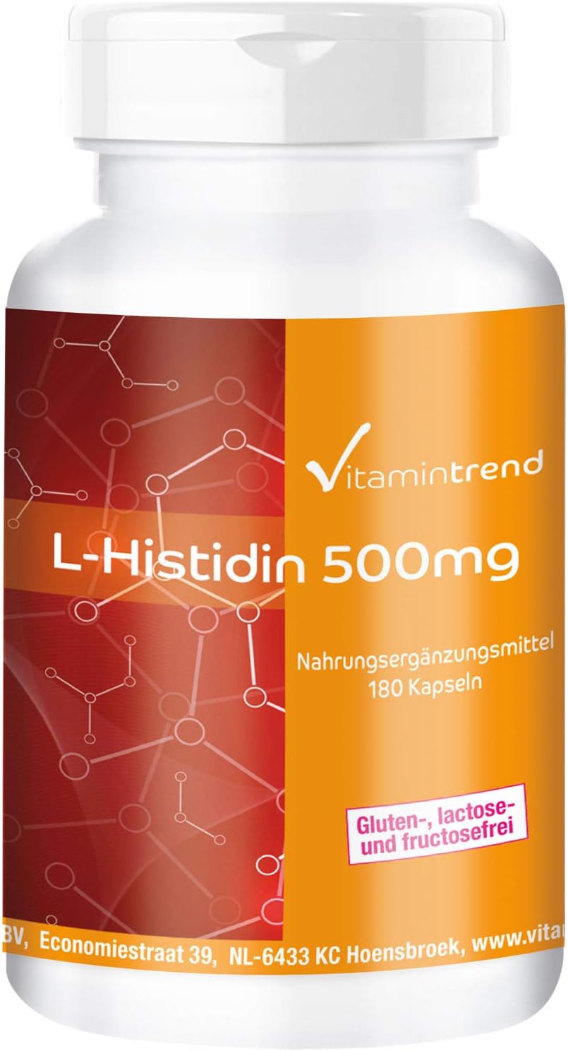 L-Histidine 500mg – 180 Capsules – Vegan – Highly dosed Amino Acid ...