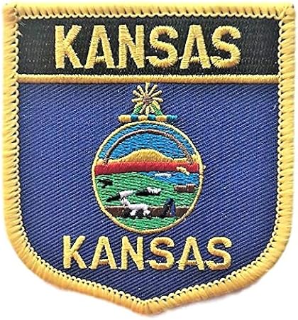 Amazon.com: Kansas Flag Badge Patch/U.S. State Shield Embroidered Iron ...