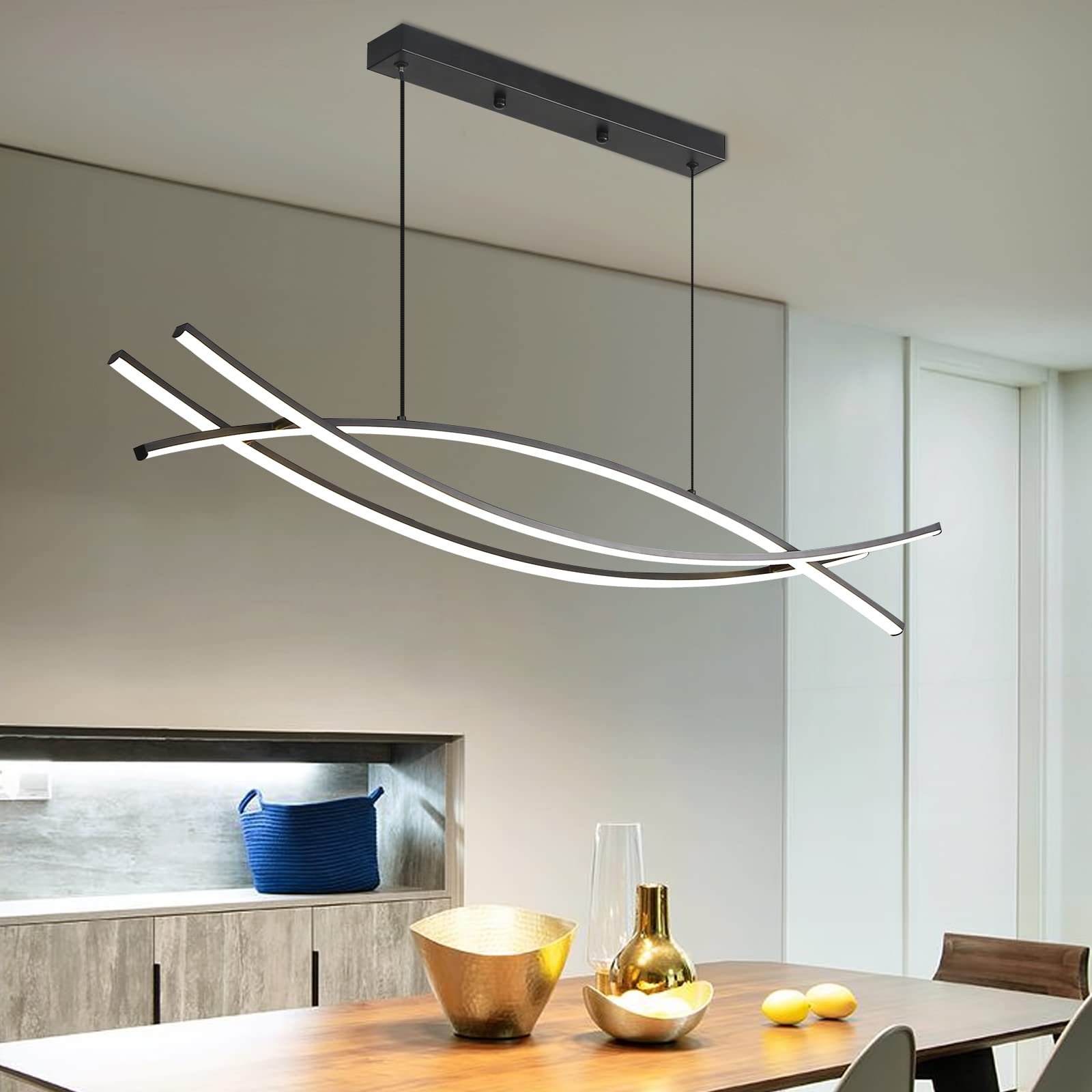 Matven Pendant Light, Linear Pendant Light LED Dimmable Hanging Light ...