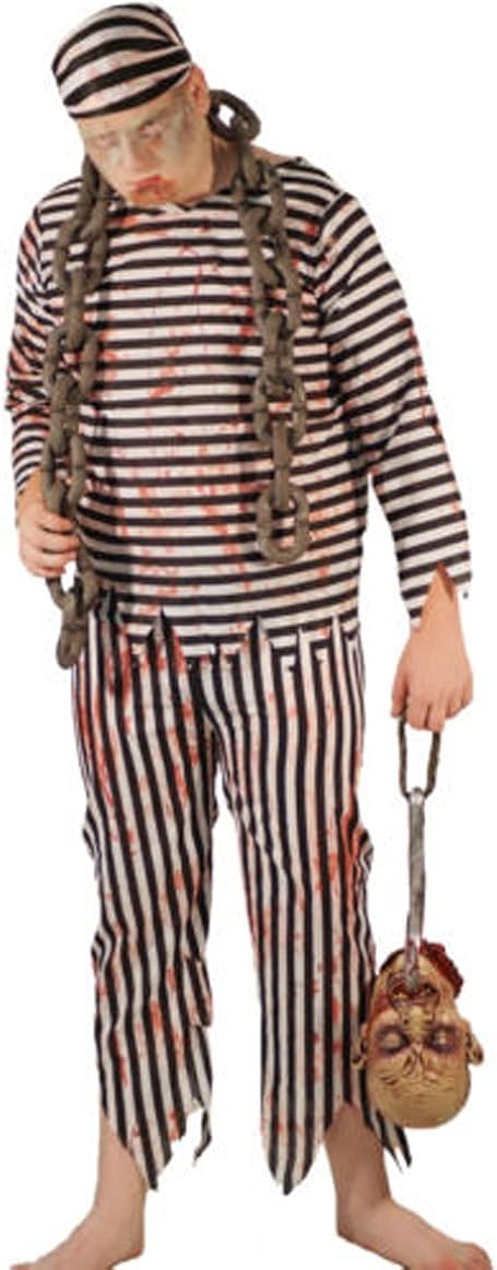 Amazon.com: Halloween-Creepy-Scary-Convict ZOMBIE PRISONER Costume with ...