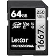 Amazon.com: Lexar Professional 1667x 64GB SDXC UHS-II Card, Up To 250MB ...