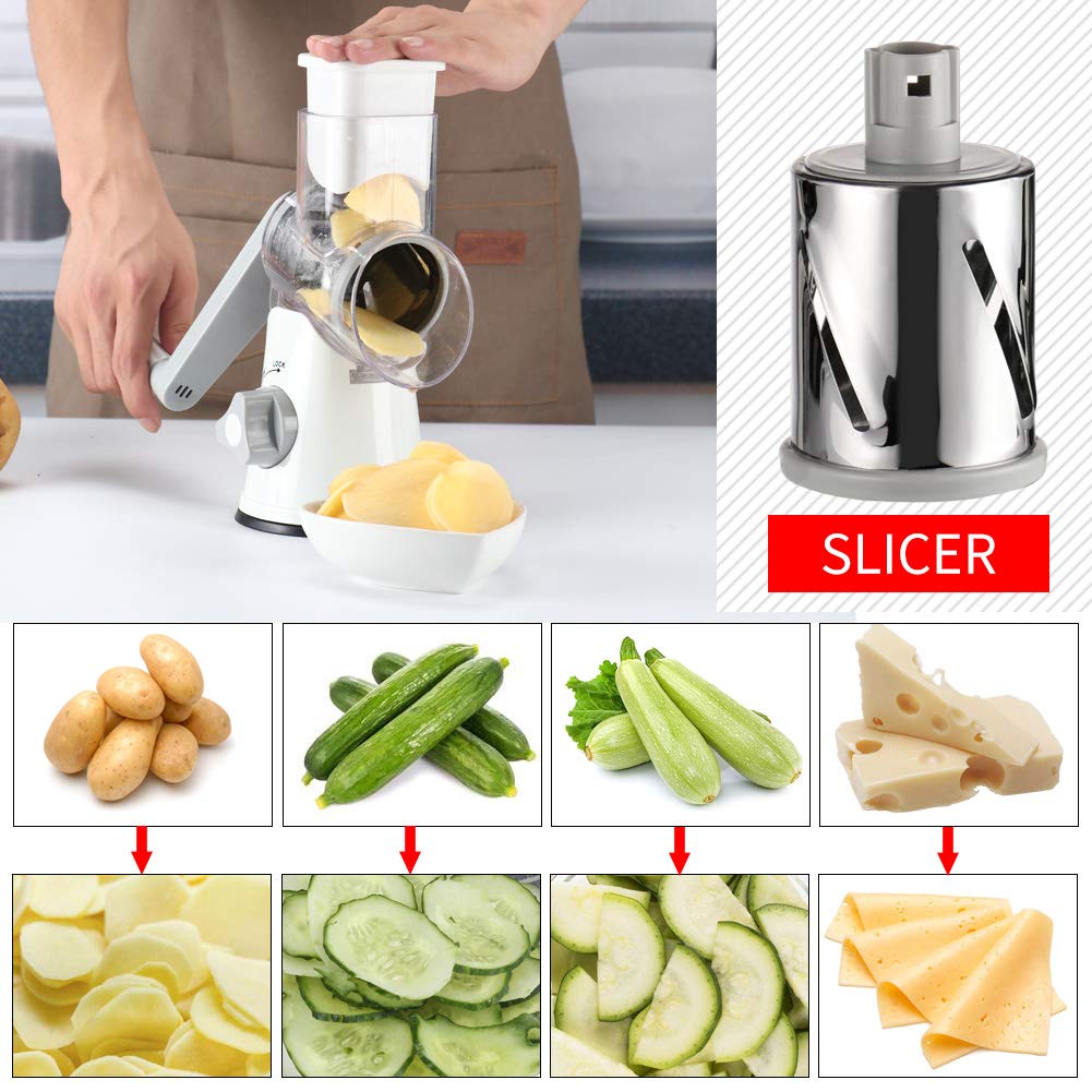 Rotary Cheese Grater Cheese Shredder - Round Mandoline Slicer Vegetable ...