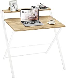 Amazon.com: GreenForest Small Folding Desk No Assembly Required,24.8 x 17.7 inch 2-Tier Computer ...