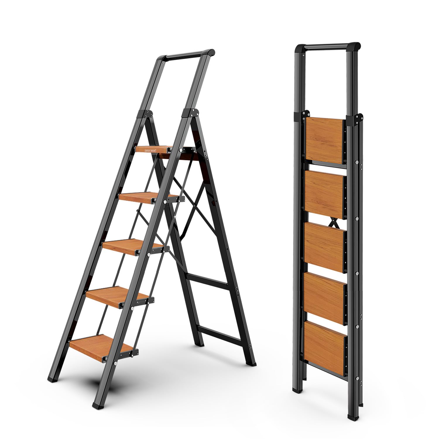 WOA WOA 5 Step Ladder, Ladders for Home, Anti-Slip Pedals, Aluminum ...