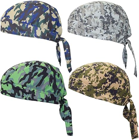 Camo Dew Rags Sweat Wicking Beanie Hard Hat Helmet Liner Summer Doo Rag ...