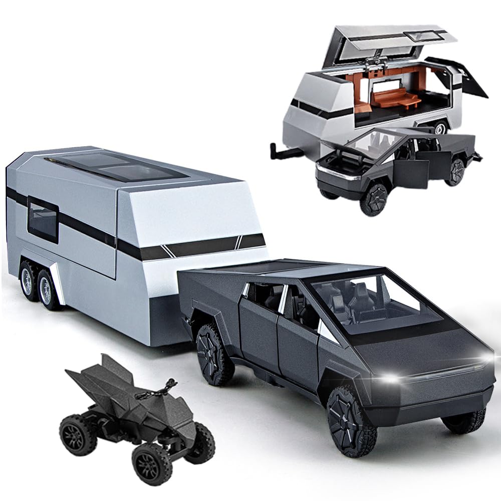 Pickup Trailer RV Model, Metal Pick-Up Truck Trailer Toy with ...