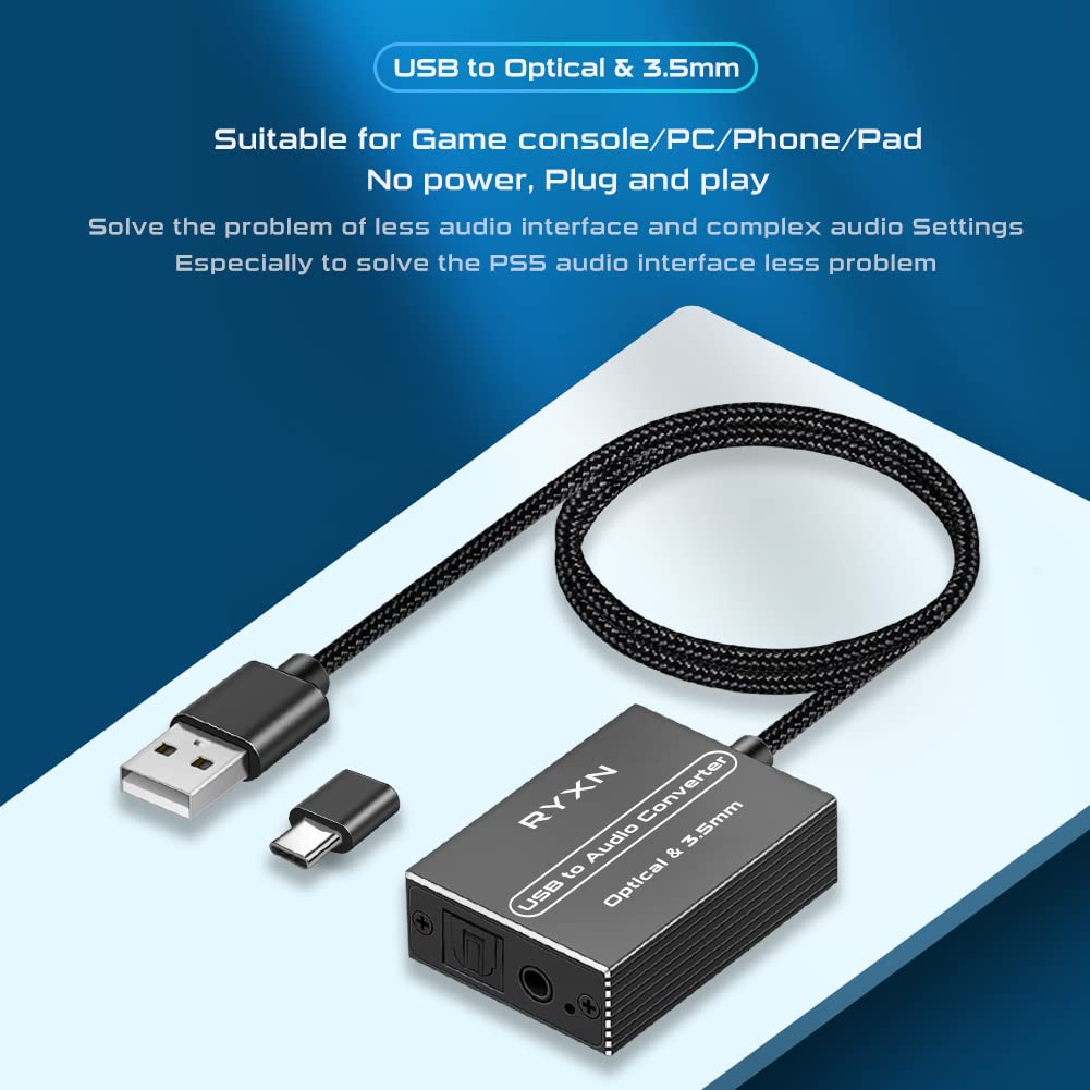 Mua RYXN USB to Optical Spdif Toslink & 3.5mm Audio Adapter Converter ...