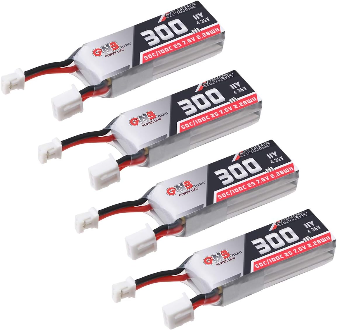 4pcs 300mAh 2S LiPo 50C/100C 7.6V HV 2S LiHv Batteria con JST-PH 2.0 ...