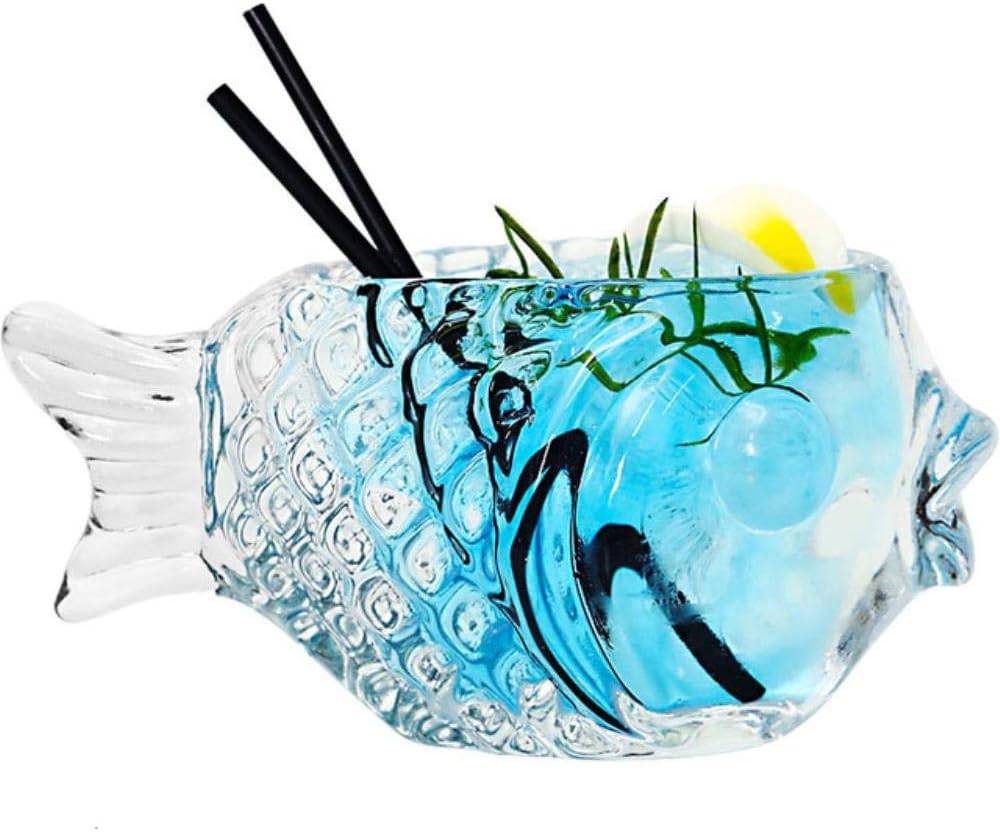 Creative 3D Transparent Fish Shape Bar Cocktail Glass Party Thick Heavy ...