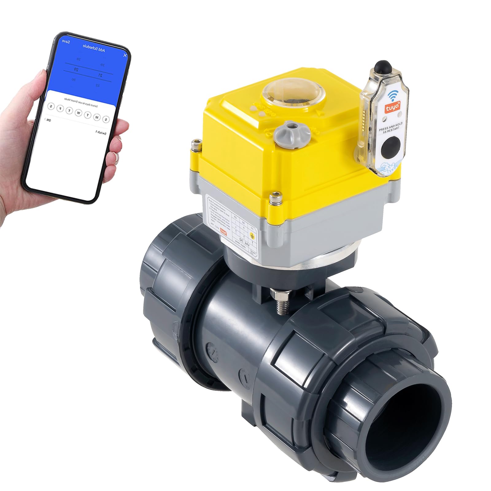 Smart electric valve 1 inch PVC joint ball valve Tuya APP smart wifi ...