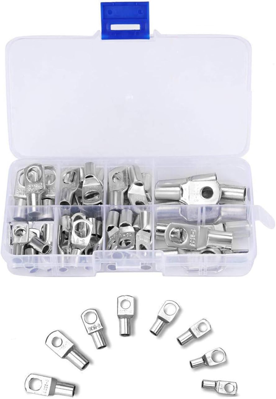 Dyna-living 60PCS Bolt Hole Tinned Copper Terminals Set-Wire terminals ...