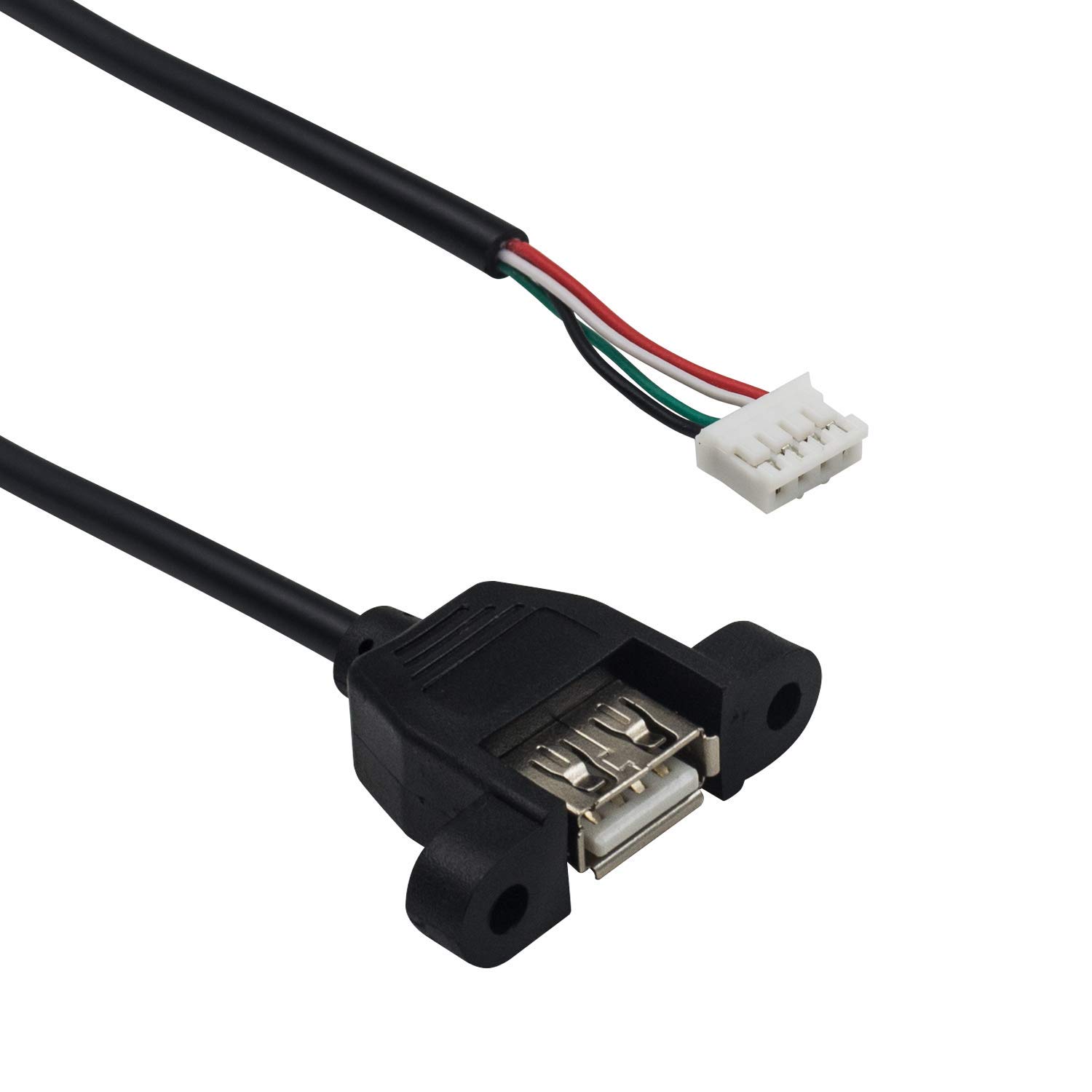 Duttek USB to PH2.0 cable, PH2.0 Female to USB 2.0 Female Panel Mount Type Cable USB to Dupont 4 ...