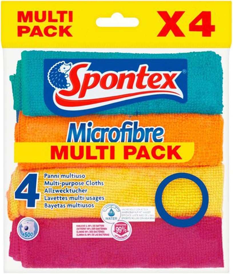 Amazon.com: Spontex Microfibre Cloths Value Pack 4 per Pack: Health ...