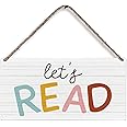 Amazon.com: Huester Wooden Decorative Sign, Let's Read, Brown, 6x12 ...