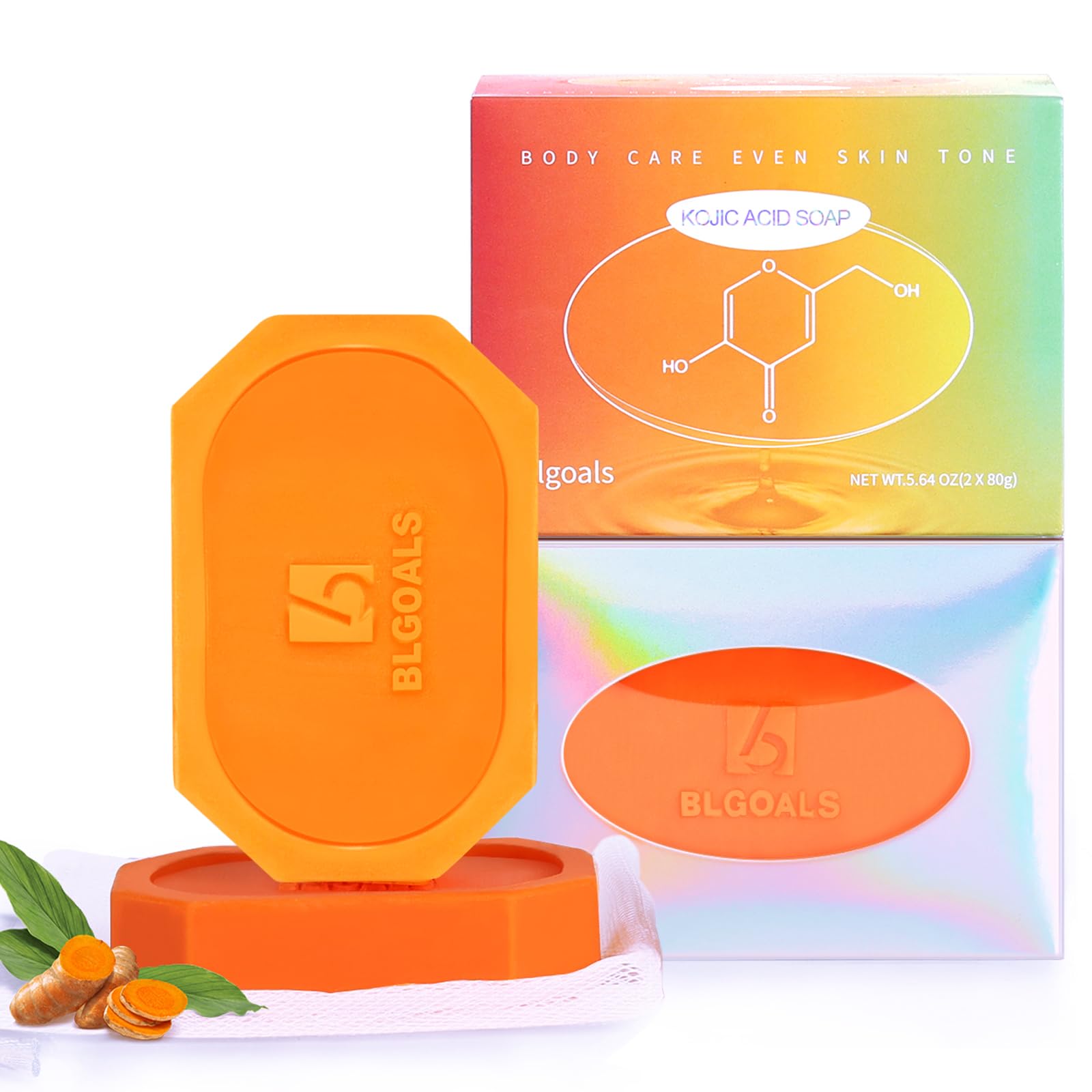 BLgoals Kojic Acid Soap:Dark Spot Remover - Two Colors of Tumeric Soap ...