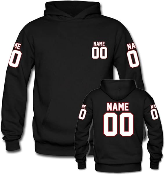 Custom Personalized Name Number Hoodie Front Back or Both Sleeve 2 or 4 ...