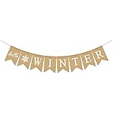 Amazon.com: Jute Burlap Hello Winter Banner Snowflake Christmas Holiday ...