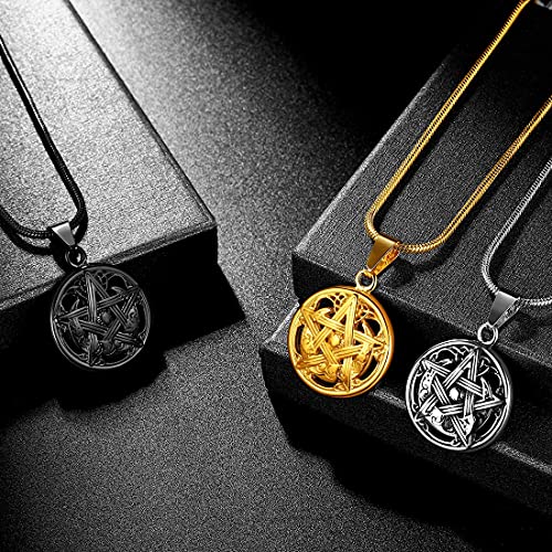 Mens Pentagram Pentacle Necklace - Wiccan Pagan Crescent Moon Irish Pendant Magical Star Celtic ...