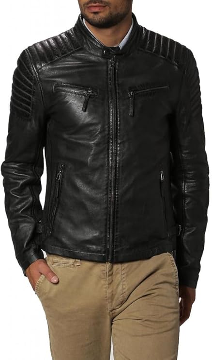 Cow Leather Jacket for Men Genuine Cow-Hide Jacket C347 at Amazon Men’s ...