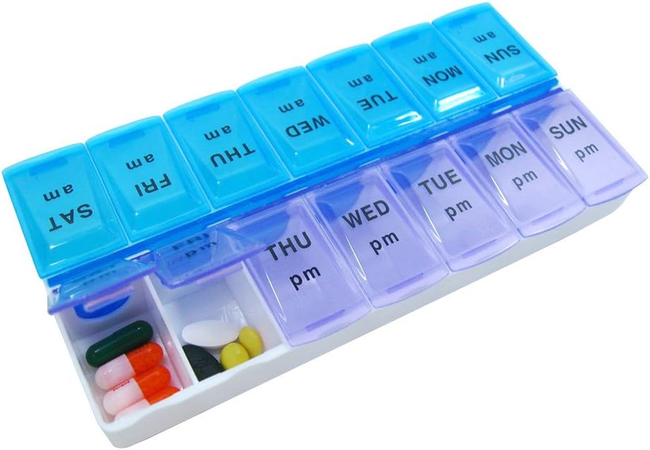 Deallink 7 Tage Tablettenbox 2 Fächer pro Tag Pillen Tabletten ...