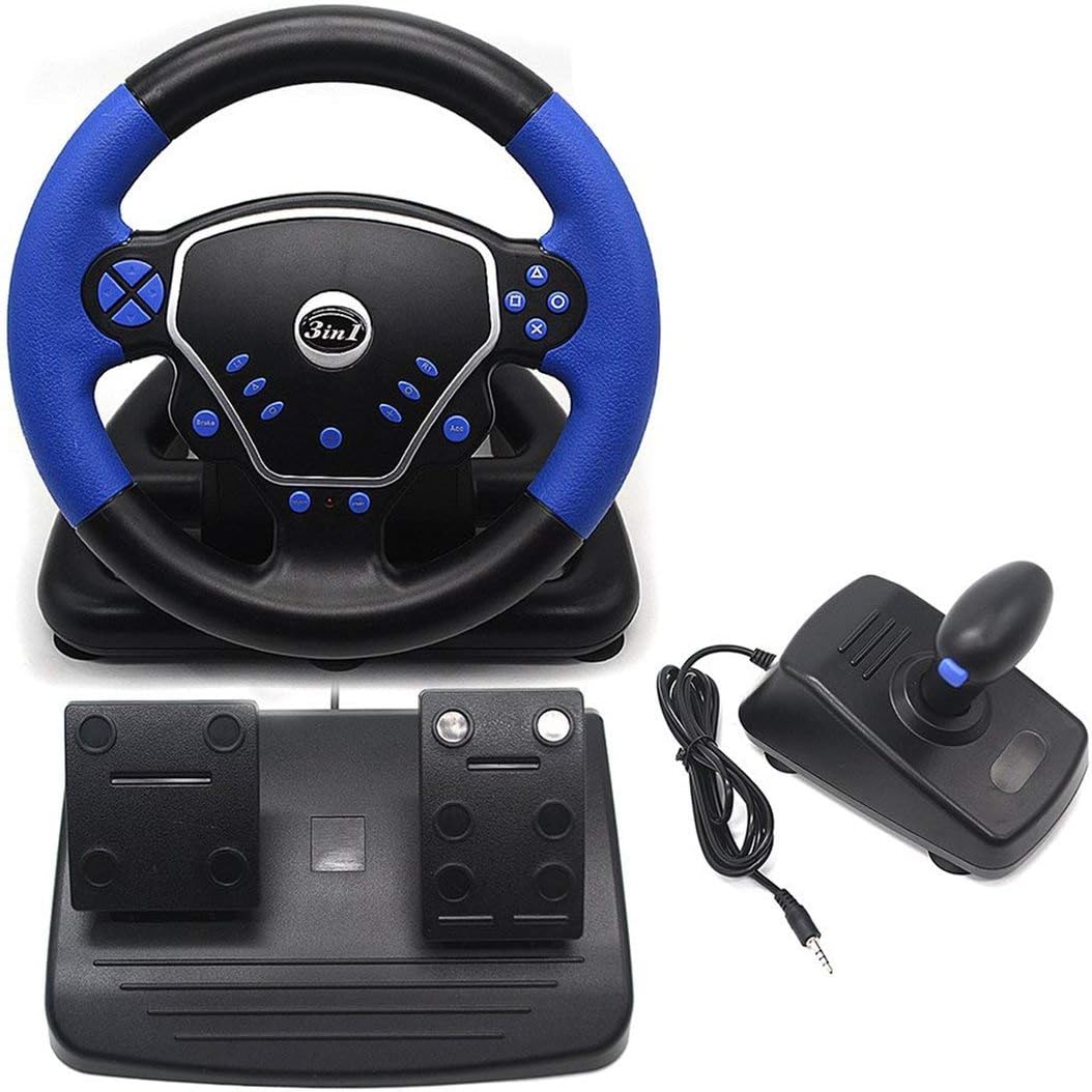 3-in-1 Gaming Vibration Racing Lenkrad 25 cm mit Pedalen Knopf USB ...