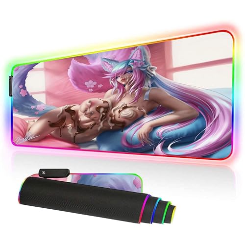 HOLIV Mouse Pad LED Sexy Anime Girl Gaming Mouse Pad RGB Large Gamer PC ...