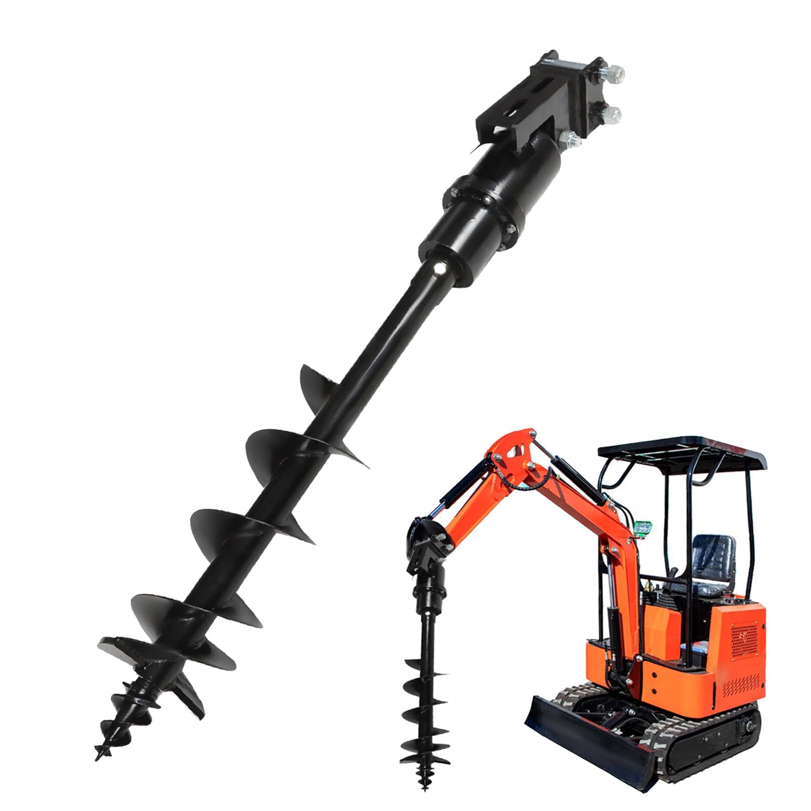 Jecoupoon 200mm Auger Drill Mini Excavator Attachment with Hydraulic ...